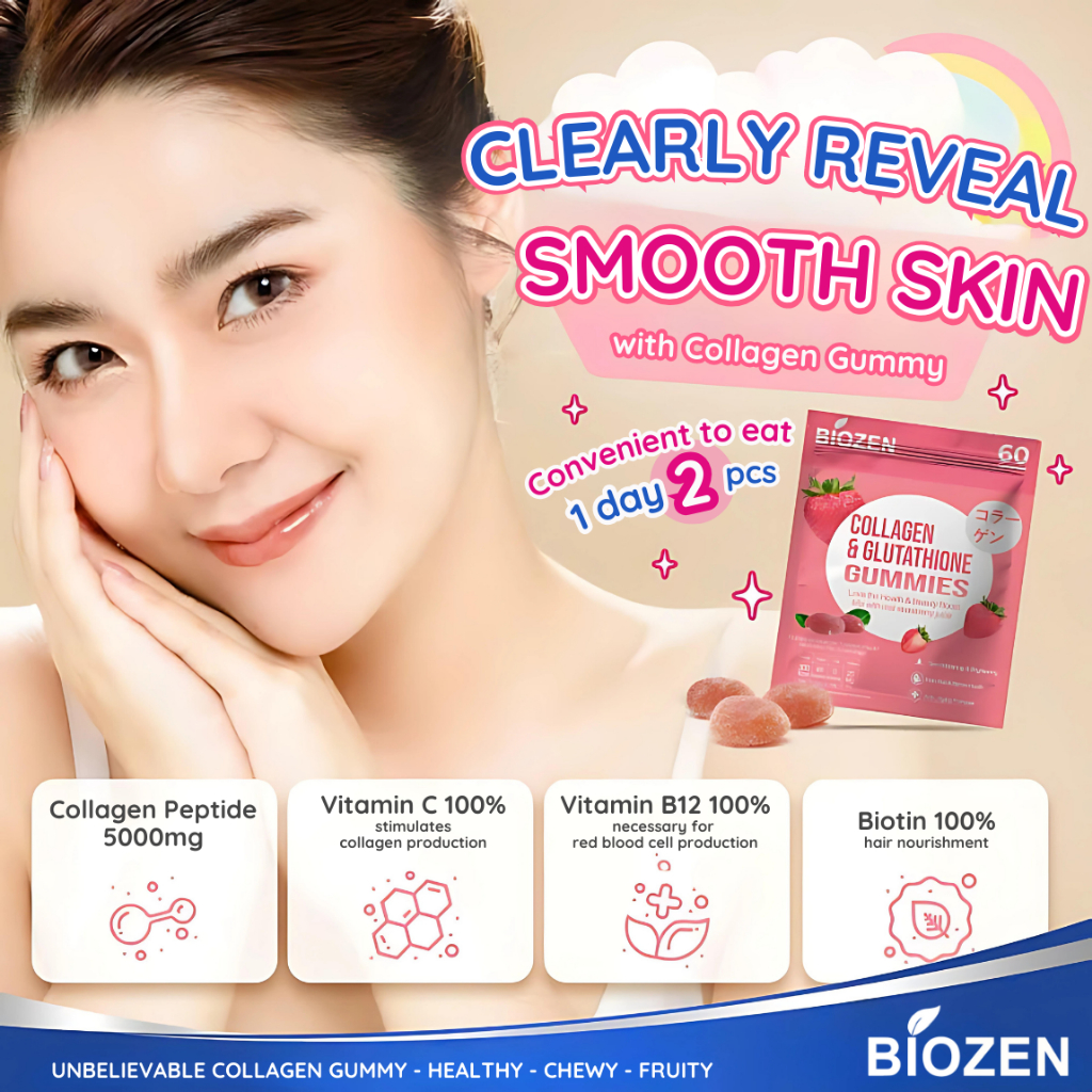 Biozen Collagen Glutathione Gummies Anti-Aging Skin Brightening ...