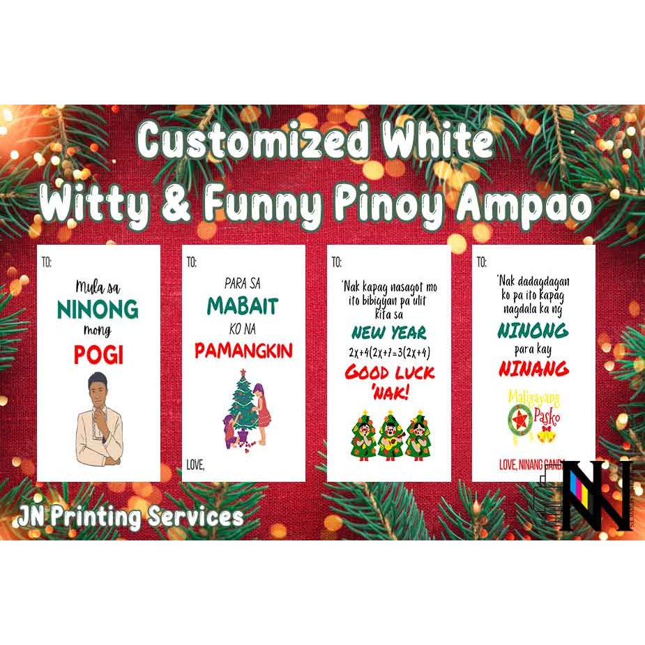 SET (10PCS PER PACK) WHITE Customized Witty Funny Pinoy Ampao Angpao ...