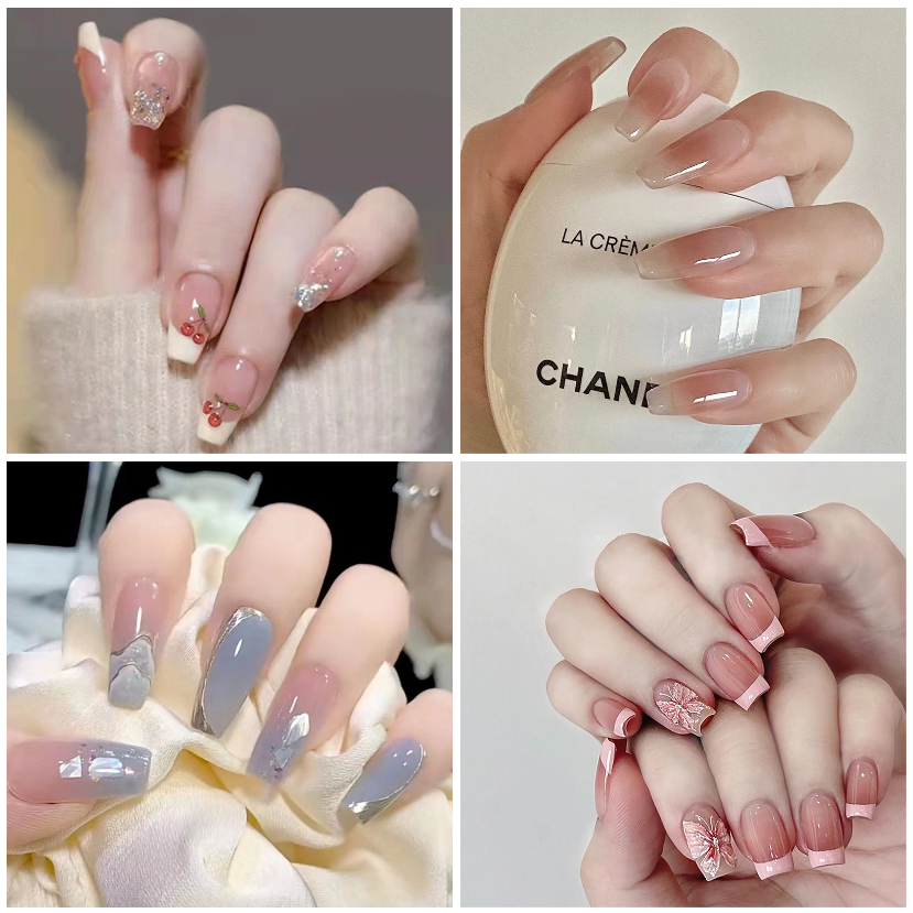 【Best Sellers】24Pcs Fake Nails Set With Glue Nail Extension Set French ...