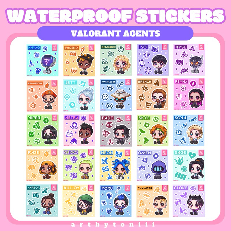 VALORANT AGENTS WATERPROOF LAPTOP | TUMBLER STICKER SHEET | Shopee ...