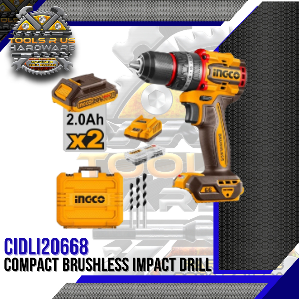 INGCO COMPACT BRUSHLESS CORDLESS IMPACT DRILL CIDLI20668 | BETTERLIVING | CORDLESS TOOLS ...