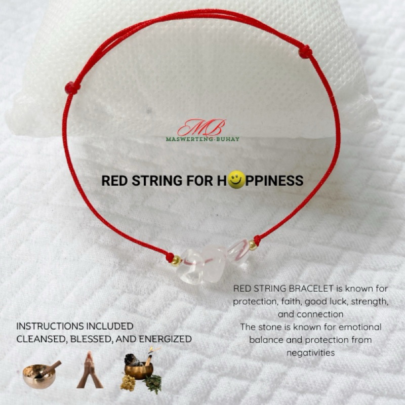 Red String with clear quartz (Cleansed, Energized, and blessed ...