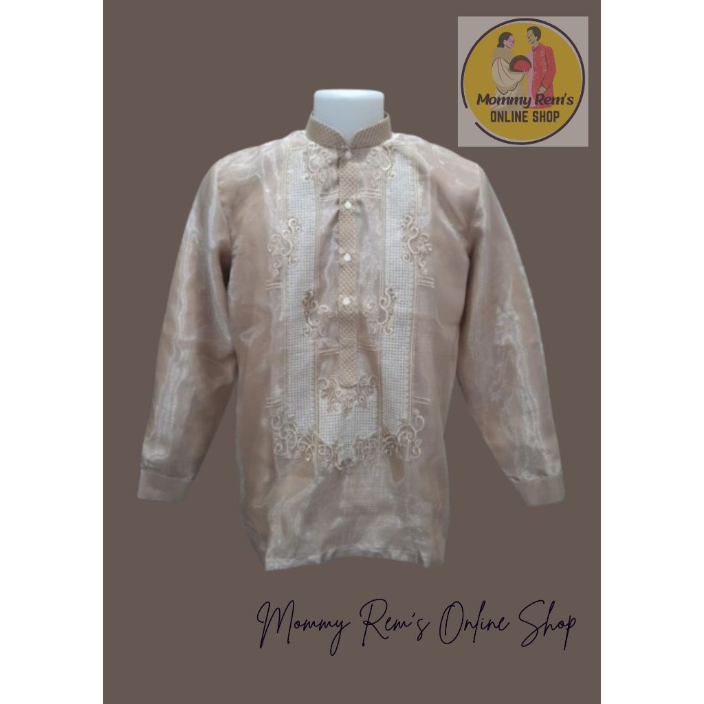 Men's Modern Barong Tagalog Mocha Lining (Random Burda) | Shopee ...