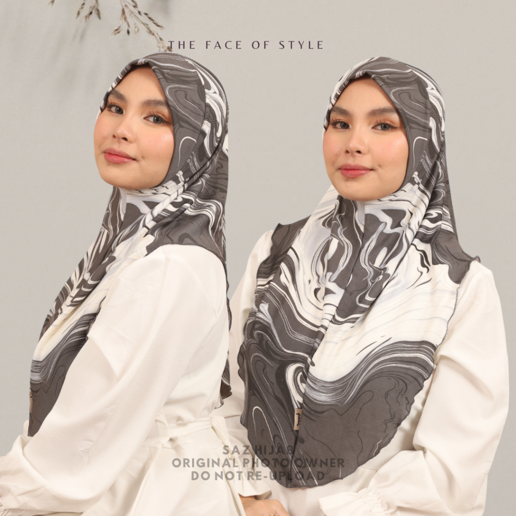 ALFARO PRINTED Knitted Nylon 2x1 Instant Shawl Hijab Malaysian Misri ...