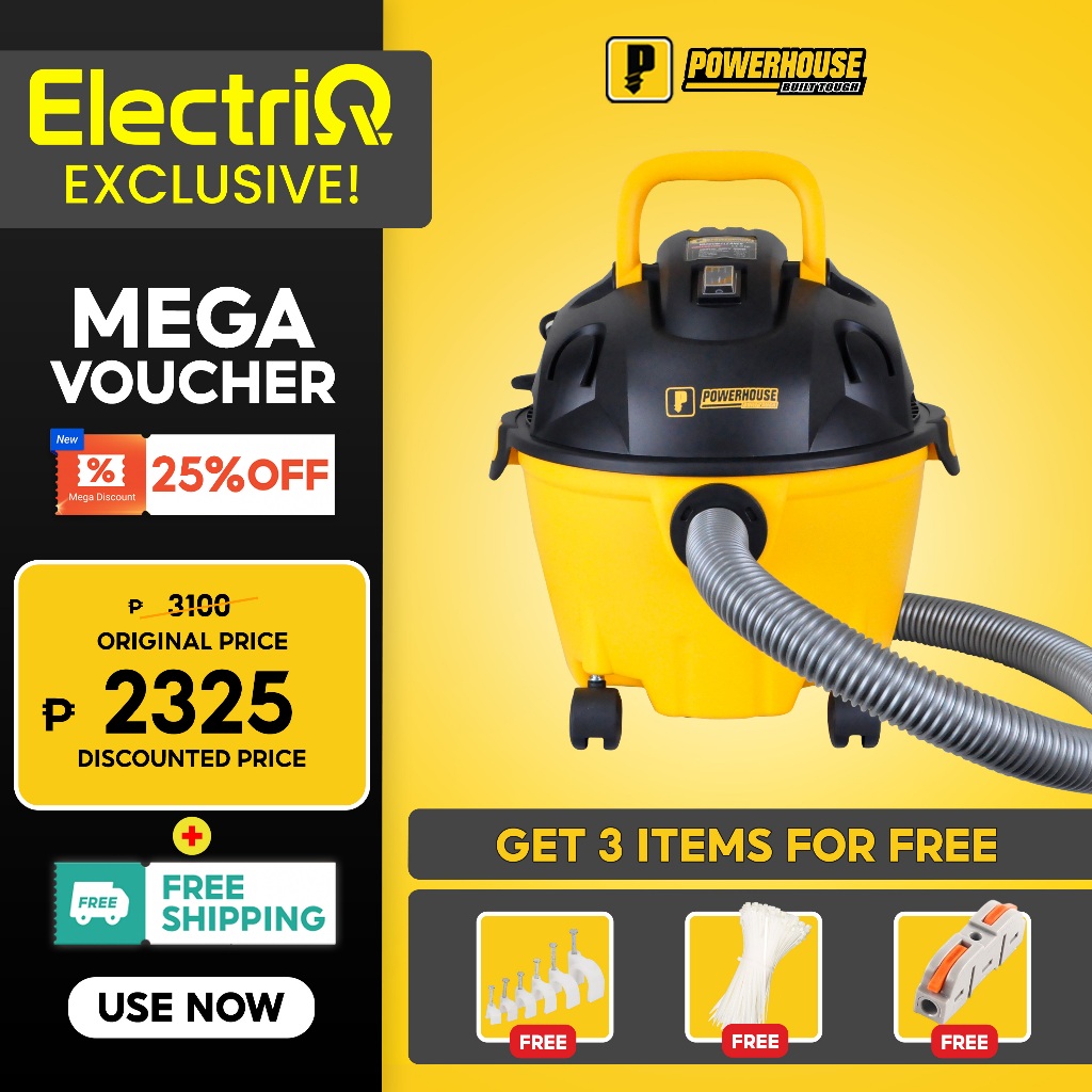 Electriq l Powerhouse 3in1 Wet & Dry 3 Gallon Vacuum Cleaner & Air ...