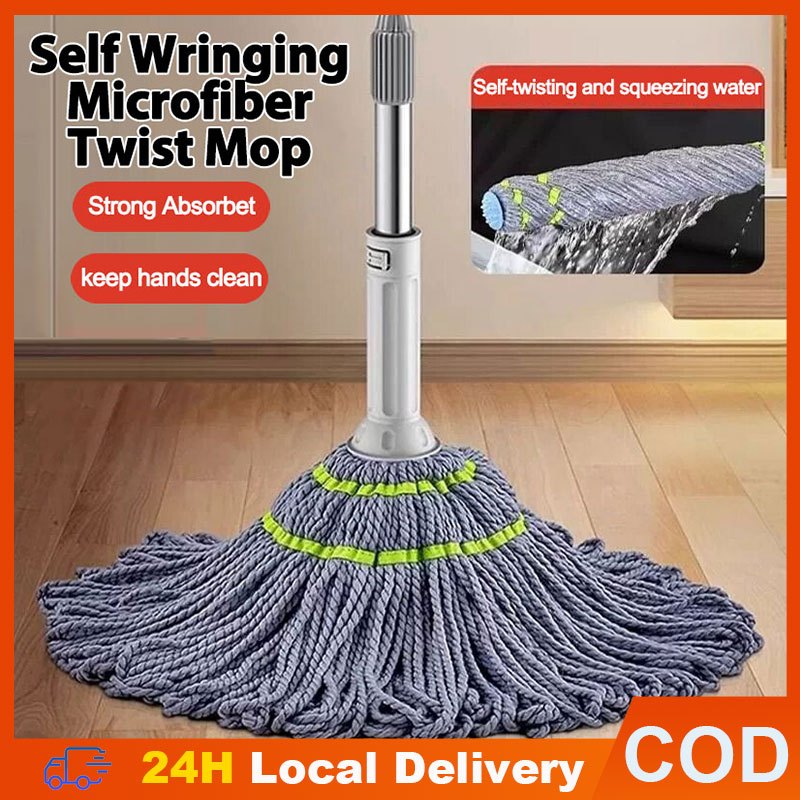 Self Wringing Twist Mop Floor Mop Microfiber Strip Floor Cleaning Self ...