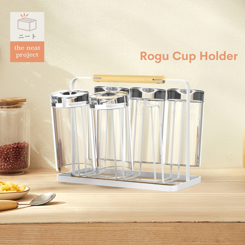 Rogu Metal Black/White Cup Holder with Wood Design | Shopee Philippines