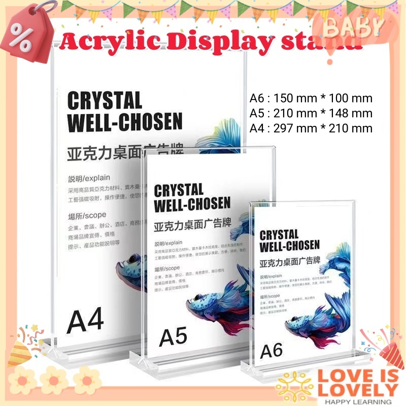 Acrylic Menu Holder Display Stand A4/A5/A6 Double Side Clear Frame ...