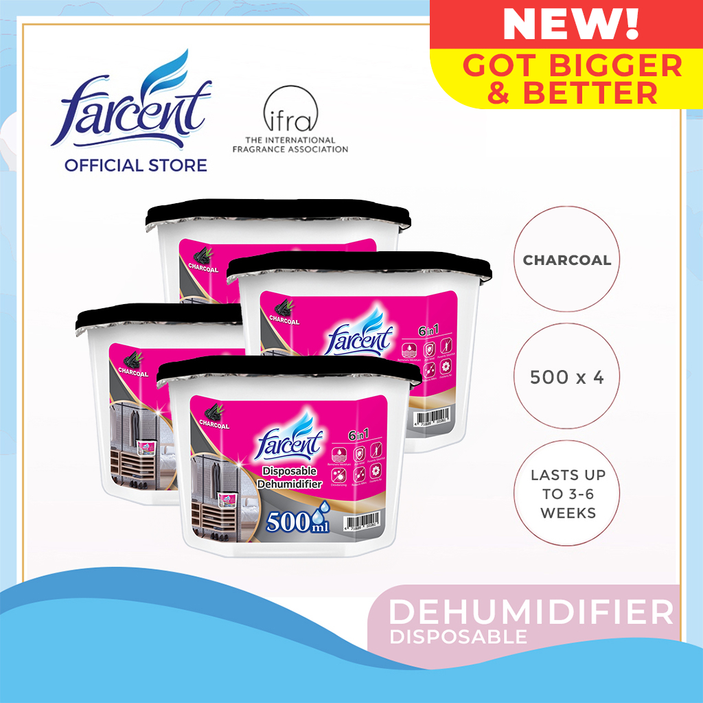 Farcent Disposable Dehumidifier - Charcoal Set of 4 (500ml each) | Shopee Philippines