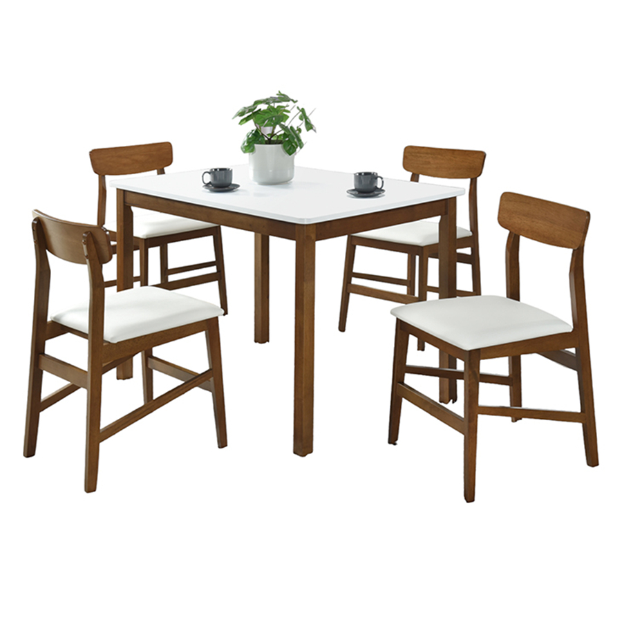 Mandaue Foam Dermott 4 Seater Dining Set - White + Walnut | Shopee ...