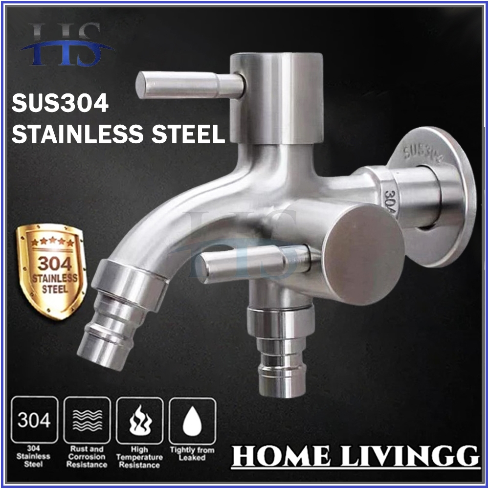 1in2 Out Faucet 304 Metal Two Way Faucet Valvet Bibcock Faucet Water ...
