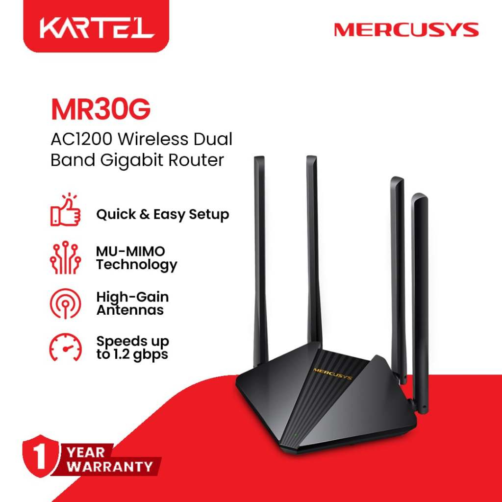Mercusys MR30G AC1200 Wireless Dual Band Gigabit Router | Shopee ...