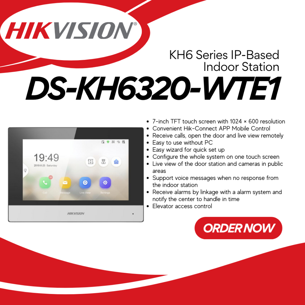 HIKVISION (DS-KH6320-WTEI) - KH6 IP Indoor Station Smart Touchscreen Video Intercom | Shopee ...
