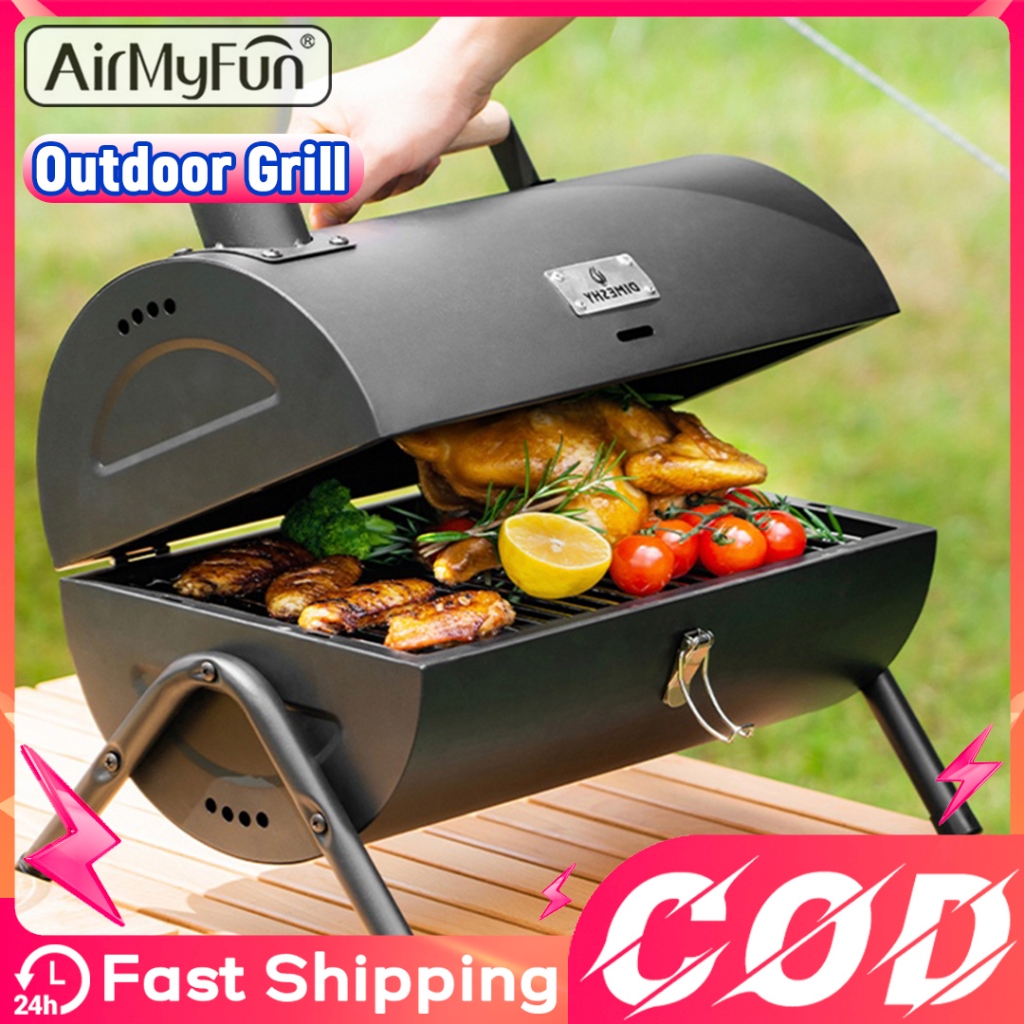 Outdoor BBQ Grill Charcoal Grill Smoker Grill Cooking Portable Double ...