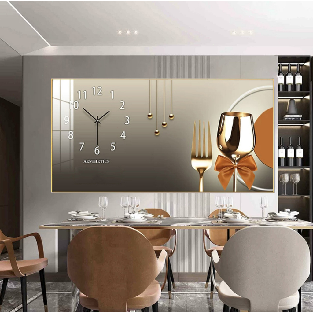 Modern minimalist decorative painting horizontal hanging clock, living ...