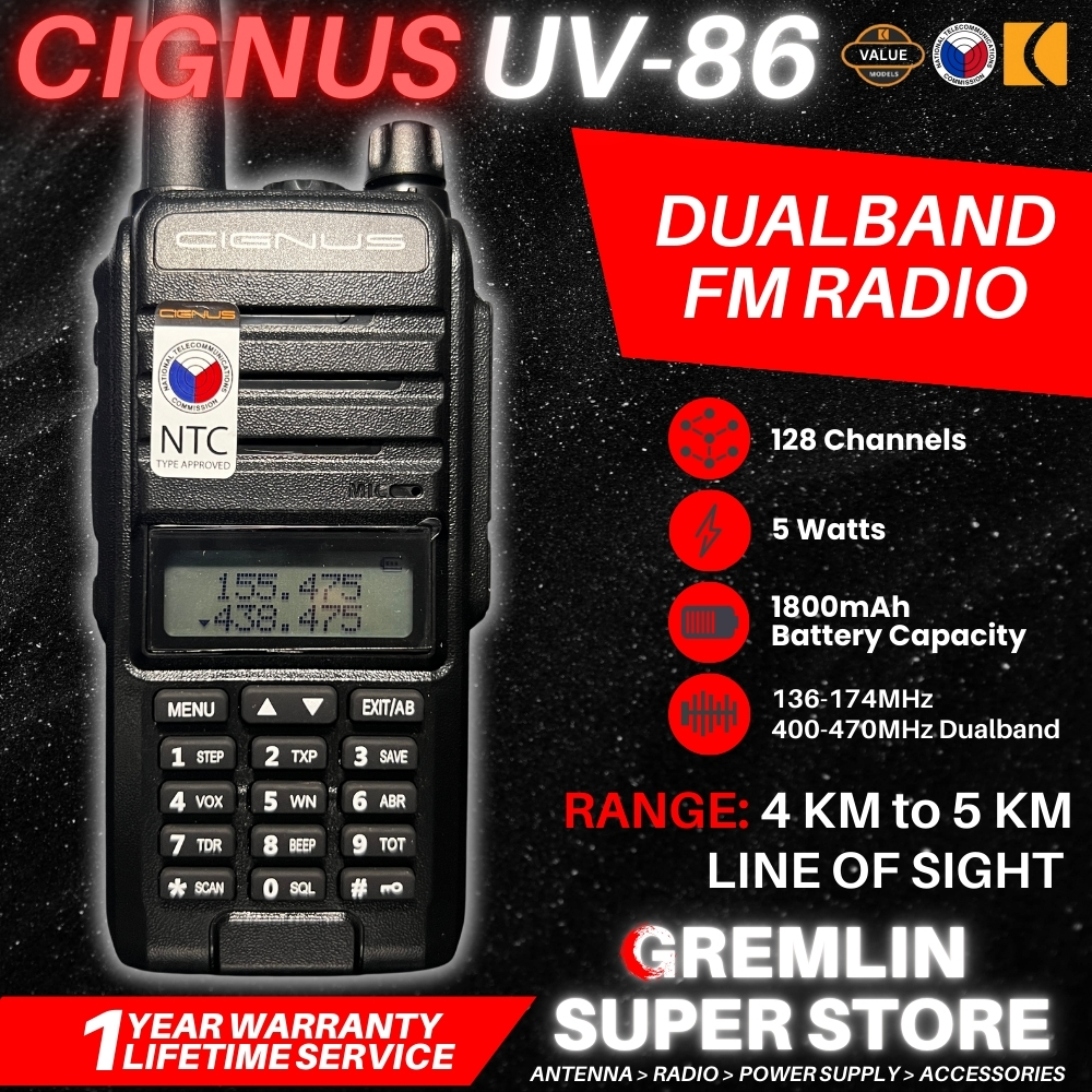 Cignus UV86 5Watts Dualband Walkie Talkie Two Way Radio | Shopee ...