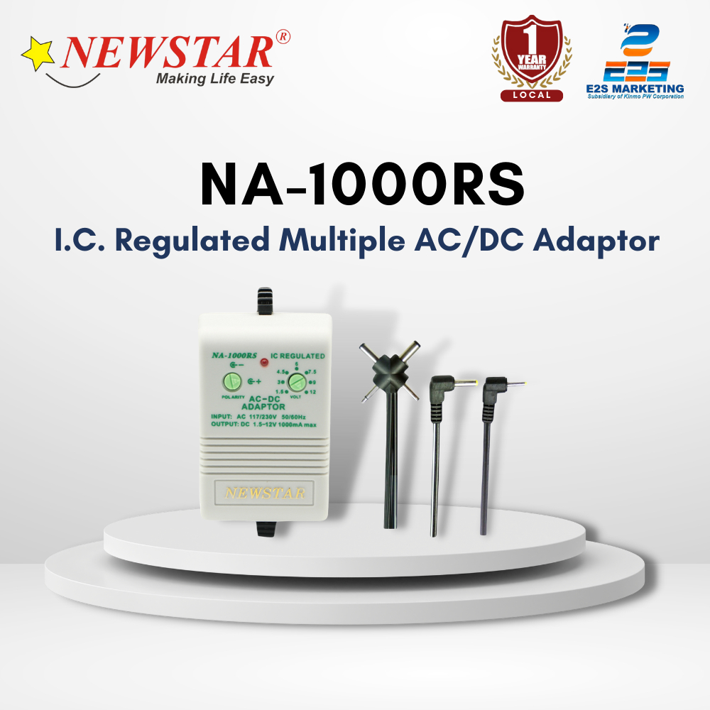 Newstar I.C. Regulated Multiple AC/DC Adaptor 1000mA (White) NA-1000RS ...