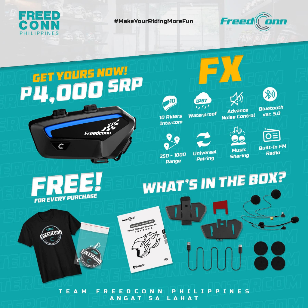 Freedconn Fx Motorcycle Helmet Bluetooth Intercom | Shopee Philippines