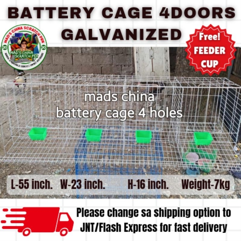 BATTERY CAGE 4DOORS GALVANIZED/COATED CHICKEN CAGE GAMEFOWL W/ FREE ...
