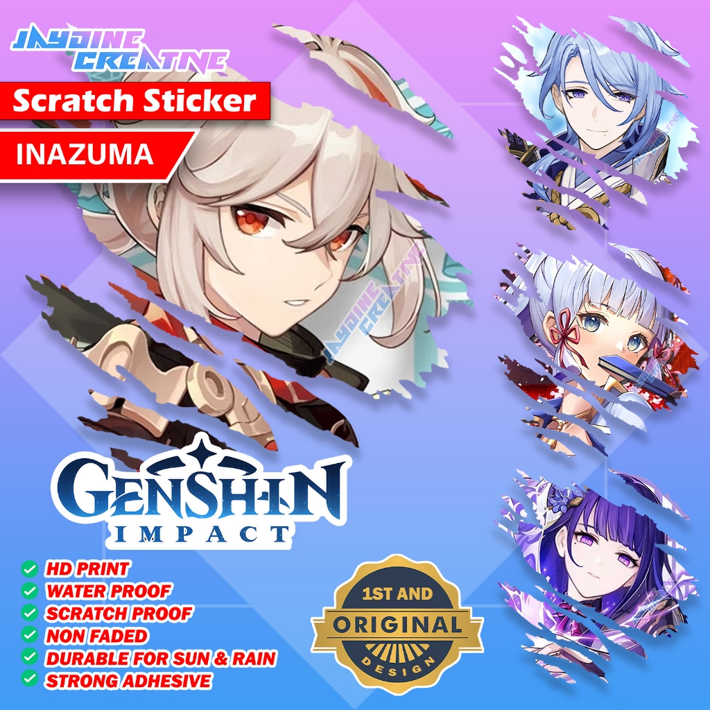 Genshin Impact Inazuma Scratch Design Sticker, Indoor Outdoor Vinyl ...