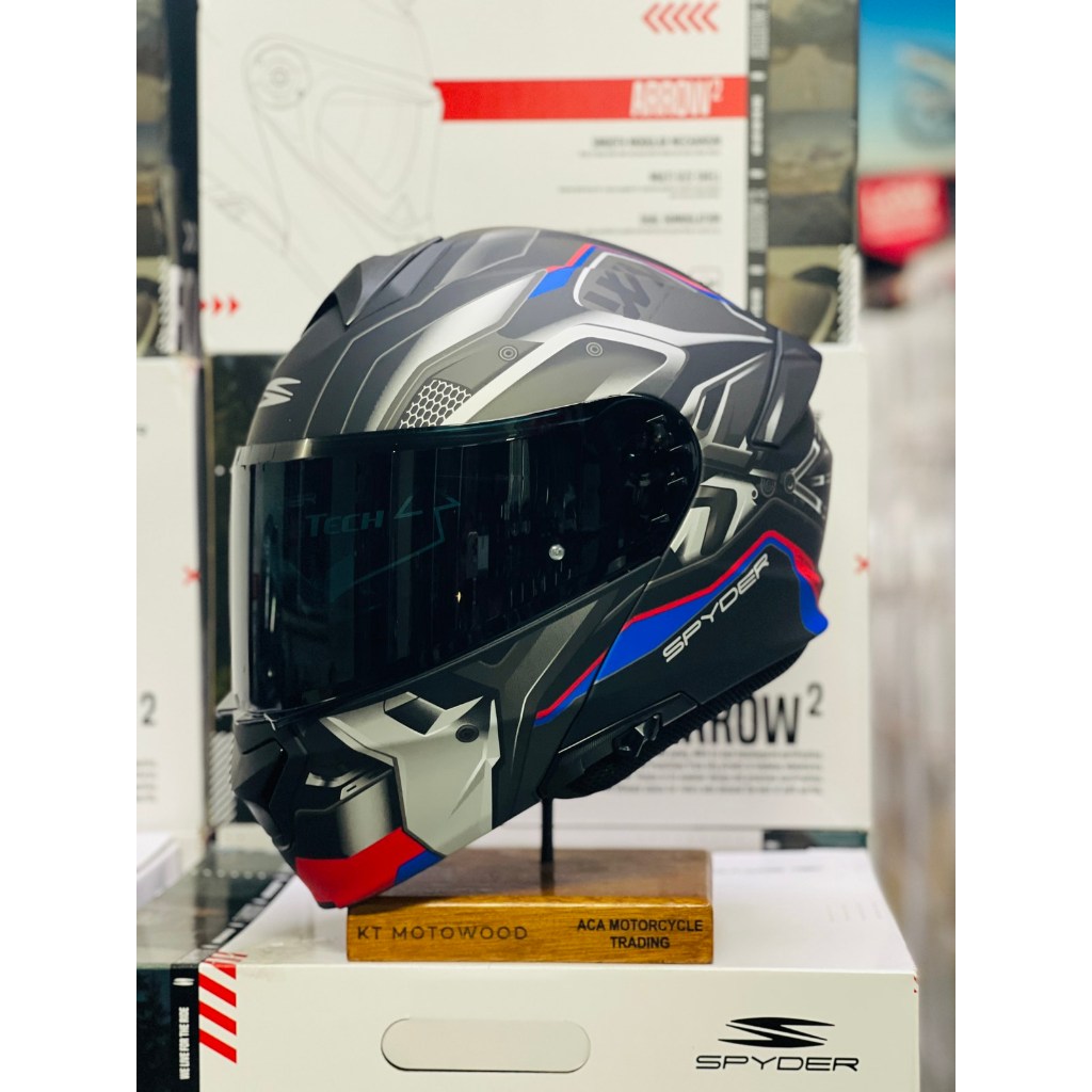 SPYDER FORCE S7 Modular Dual Visor Helmet w/ FREE CLEAR VISOR (WATERMAX ...