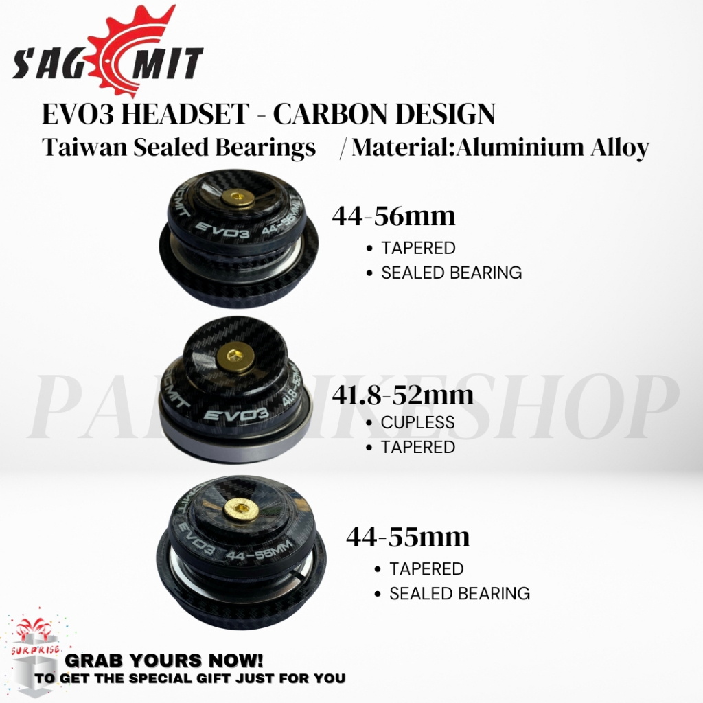 SAGMIT EVO3 HEADSET CARBON DESIGN SEALED BEARING HEADSET FOR MOUNTAIN ...