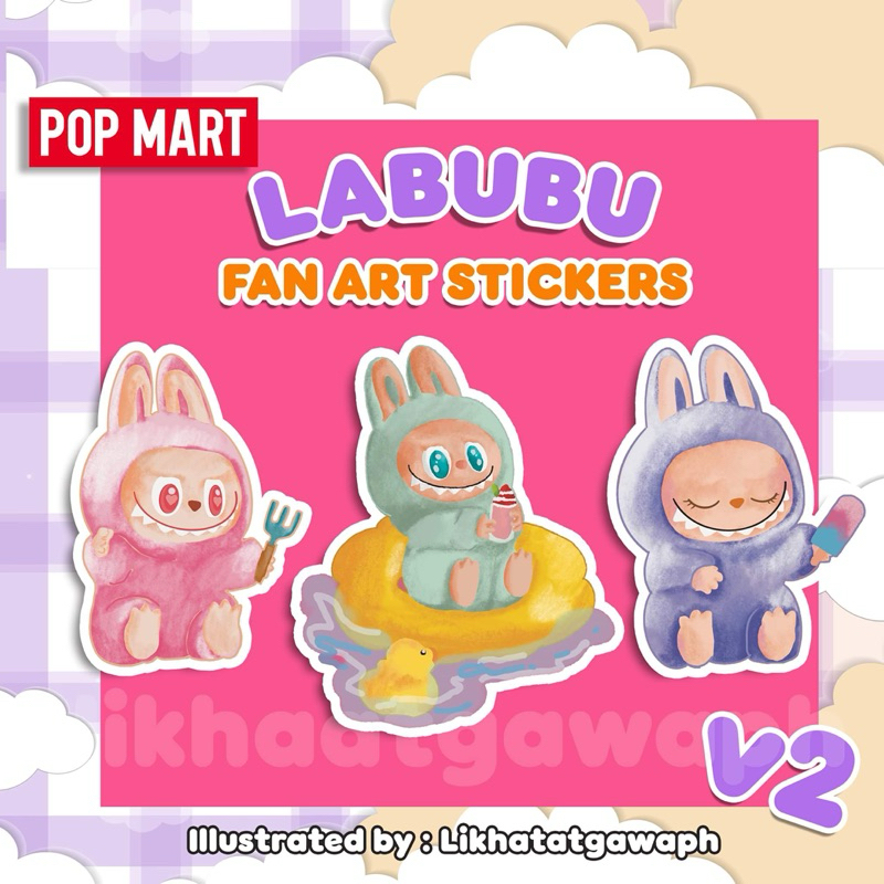 Popmart labubu fan art sticker pack (3pcs set ) version 2 | Shopee ...