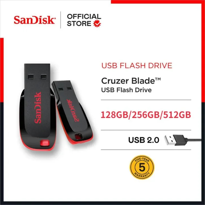 Sandisk Cruzer Blade 128GB USB 2.0 Flash Drive ~ 128GB/256GB/512GB ...
