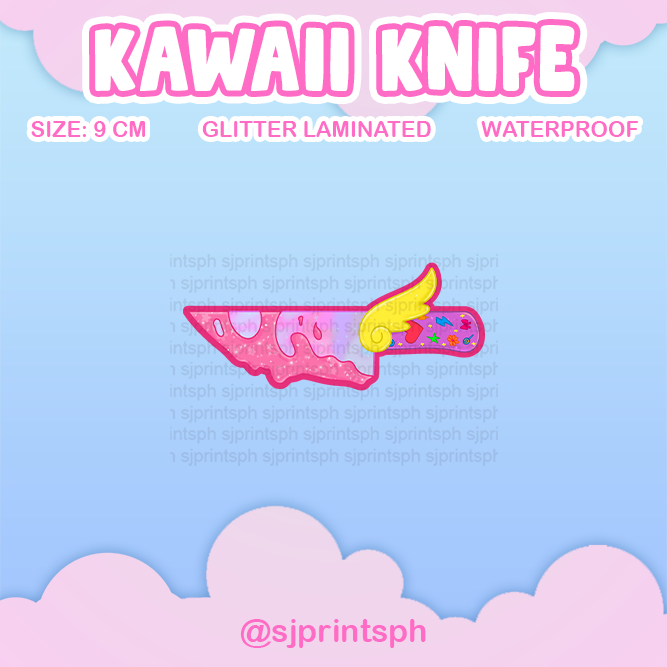 Kawaii knife sticker | Glitter laminated | waterproof vinyl sticker ...