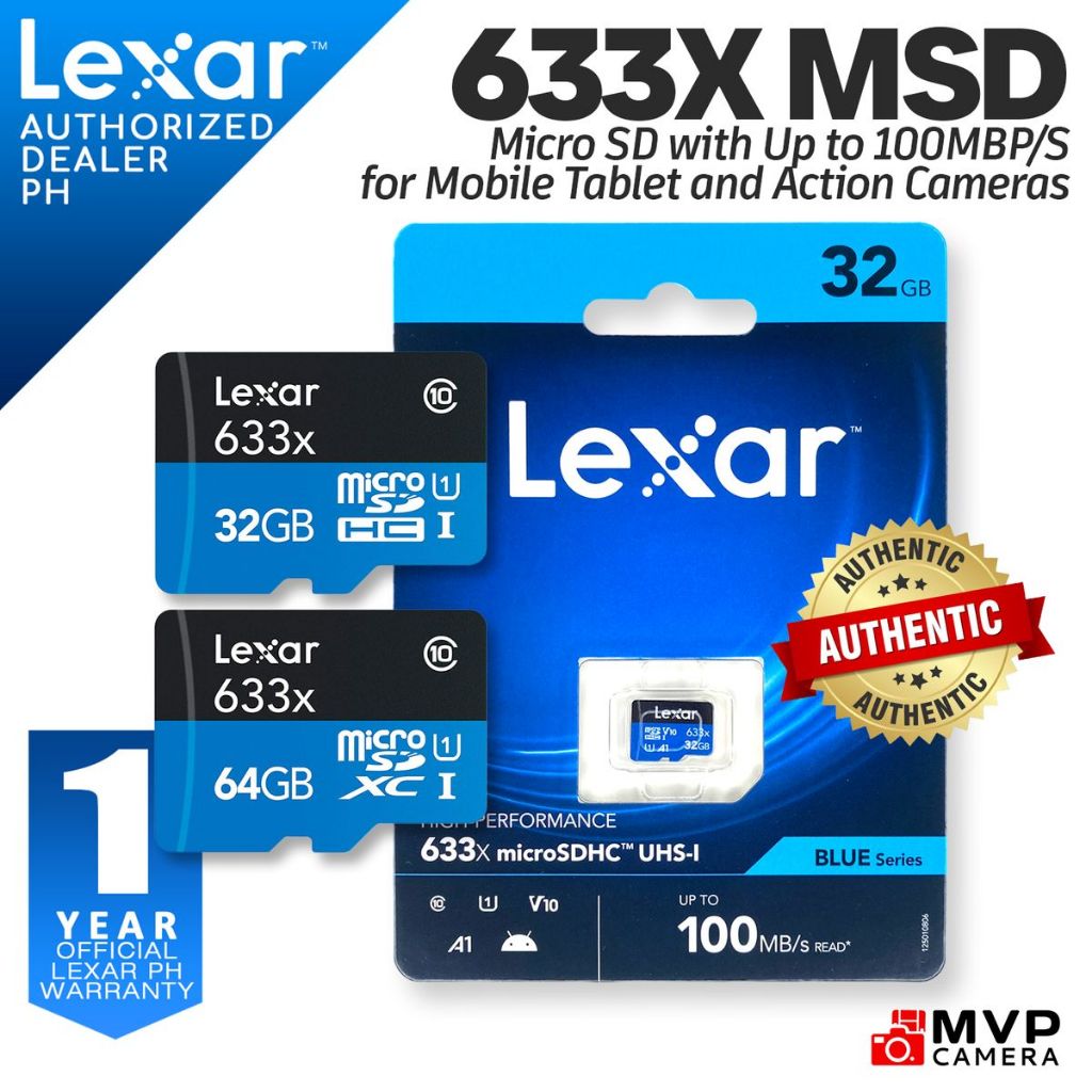 LEXAR High-Performance 633x micro SD 32GB LMS0633032G-BNNNG 64GB Storage Mobile Action Camera ...