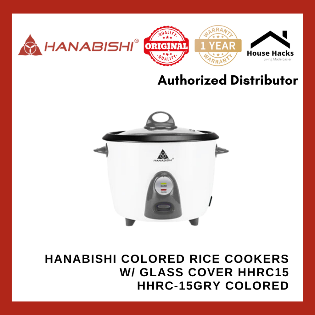 Hanabishi Colored Rice Cookers W/ Glass Cover HHRC15 HHRC-15GRY COLORED ...