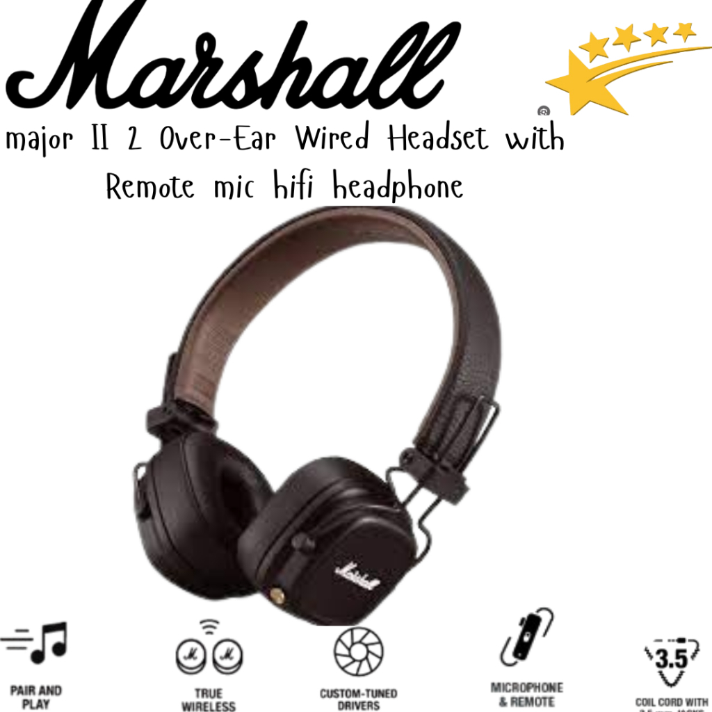 Marshall major II 2 Over-Ear Wired Headset with Remote mic hifi ...