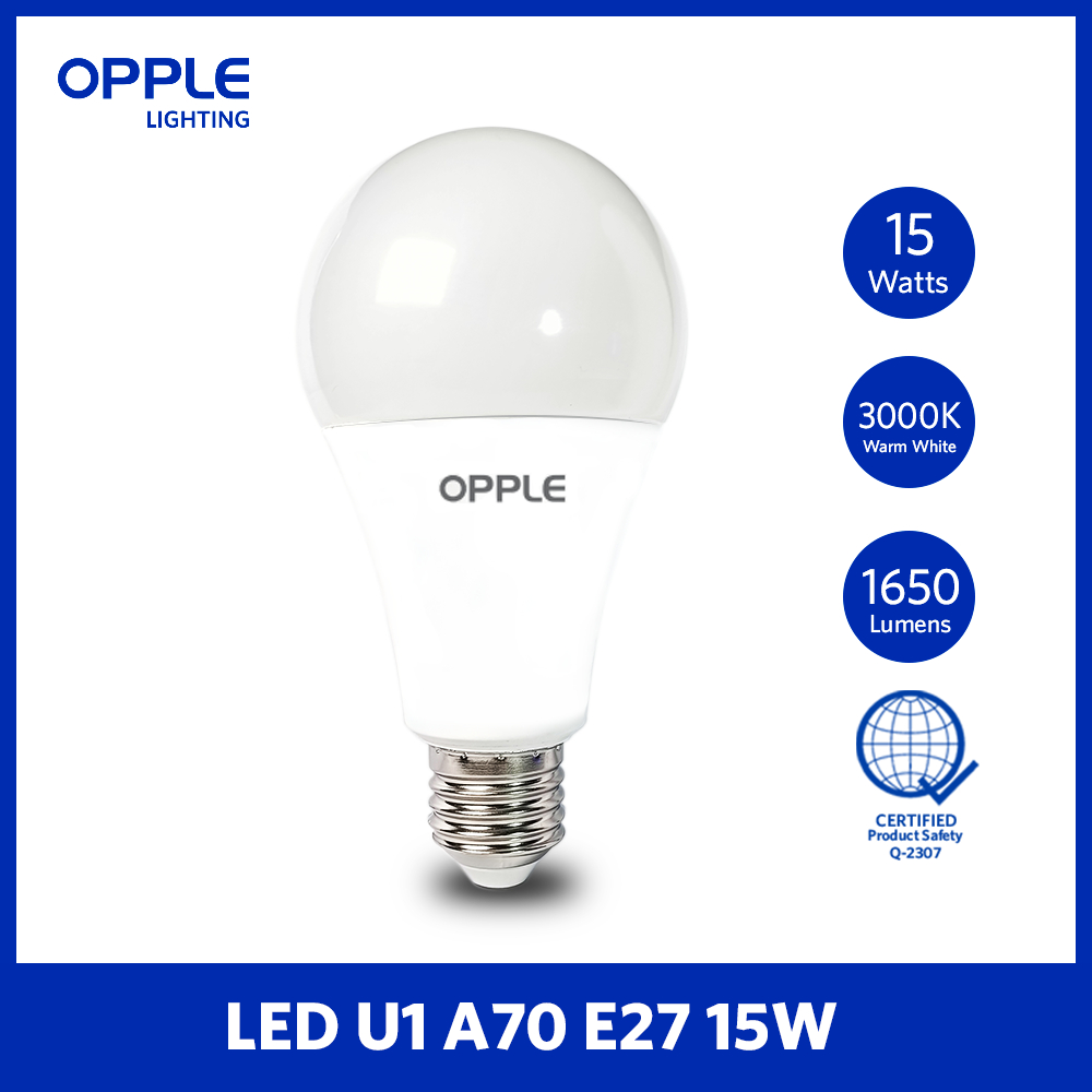 OPPLE Led UltraSave Series Bulb E27 15watts 3000K/Warm white and 6500k ...