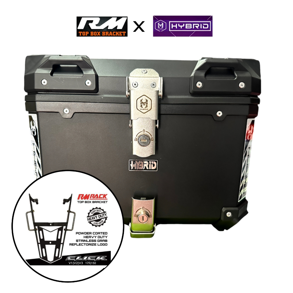 RM RACK TOP BOX BRACKET X HYBRID BOX DURA BLACK ABS 45L (SET) | Shopee ...