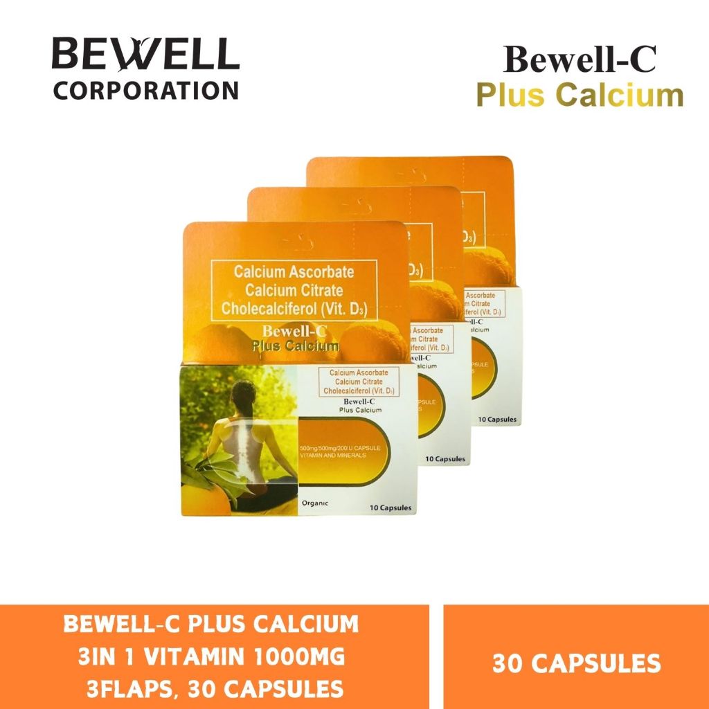 Bewell-C Plus CALCIUM 3 in 1 vitamin 1000mg 3 flaps, 30 Capsules ...