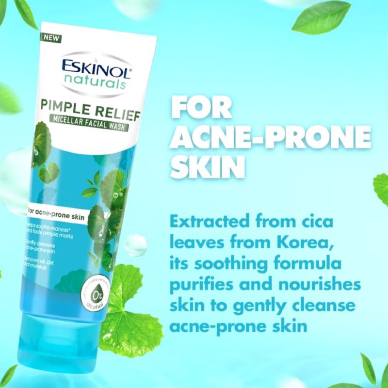 Eskinol PIMPLE RELIEF MICELLAR FACIAL WASH 100g | Shopee Philippines