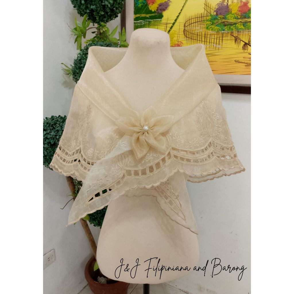 CUT-WORK DESIGN FILIPINIANA ALAMPAY (EMBOIDERED) PINYA ORGANZA FABRIC ...