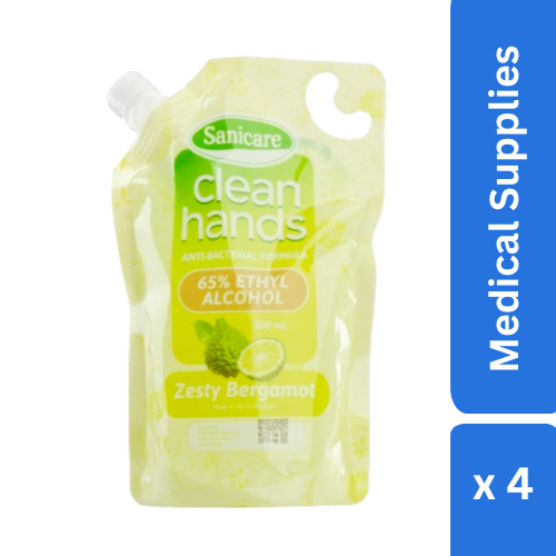 Sanicare Cleanhands Ethyl Alcohol Refill Pack 500ml Zesty Bergamot ...