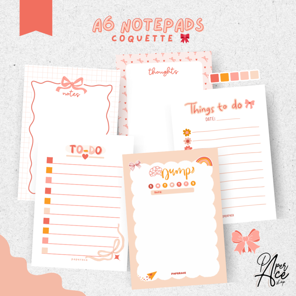 A6 Notepad | Pink Coquette | NP014 | PaperAce | brain dump, to do list ...