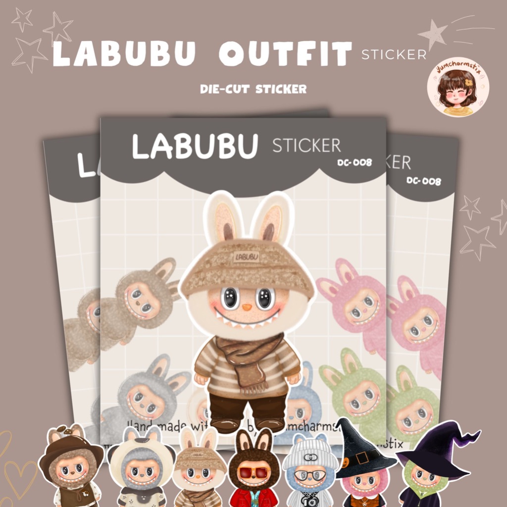 Labubu Waterproof Sticker I Labubu Outfit Popmart Vinyl Sticker I ...