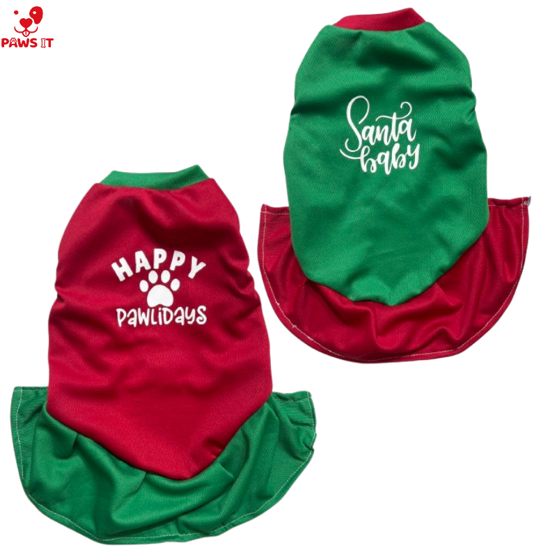Paws it Dog Cat Clothes Dog Christmas Printed Shirts Dog Sando Dog ...