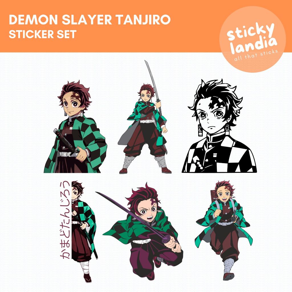 Demon Slayer Tanjiro Vinyl Sticker Set | For Laptop Tumbler Phone ...