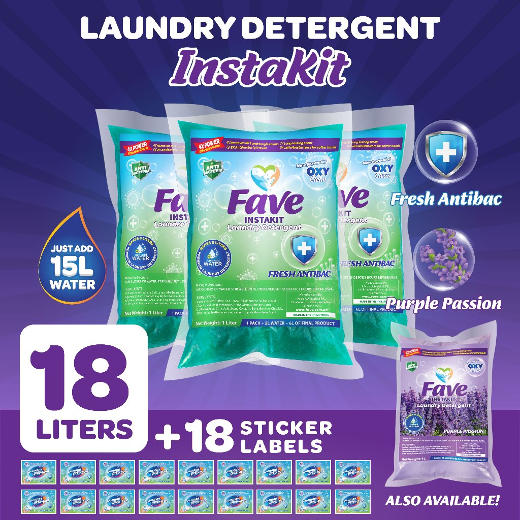 FAVE Instakit DIY LAUNDRY Detergent, PASTE AND STICKERS ONLY, JUST ADD ...