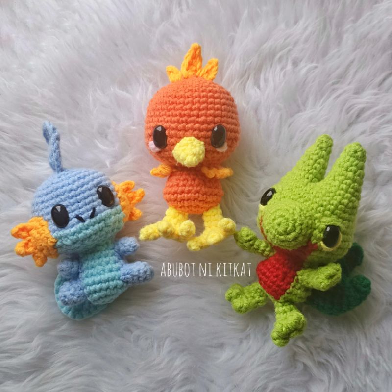 Pokemon Crochet Gen 3 Starters • Torchic, Mudkip, and Treecko Amigurumi ...