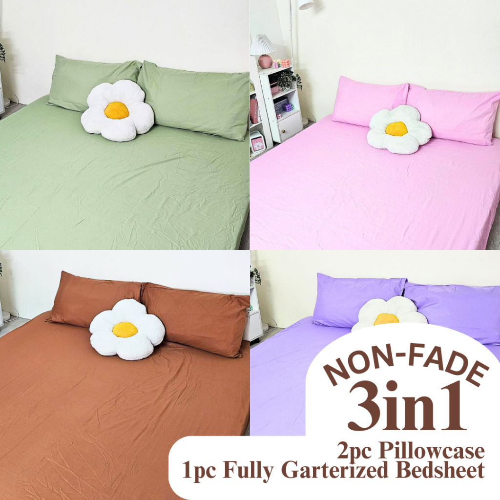 PROMO 3in1 NON FADE US COTTON Korean inspired Bedsheet Canadian Hotel ...