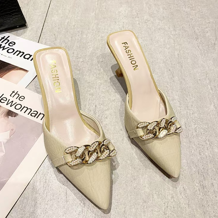 LYS Korean fashion pointed high heels half shoes 7cm | Shopee Philippines