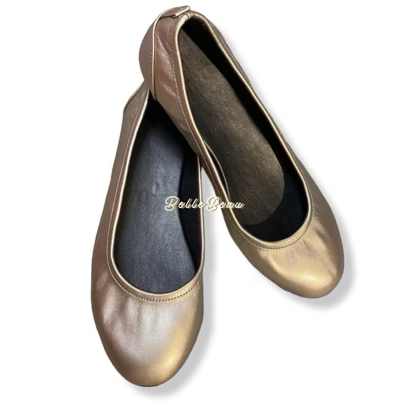 BELLEBEAU Beauty Plain Heart Sole Ballet Flats Embossed Crocskin ...