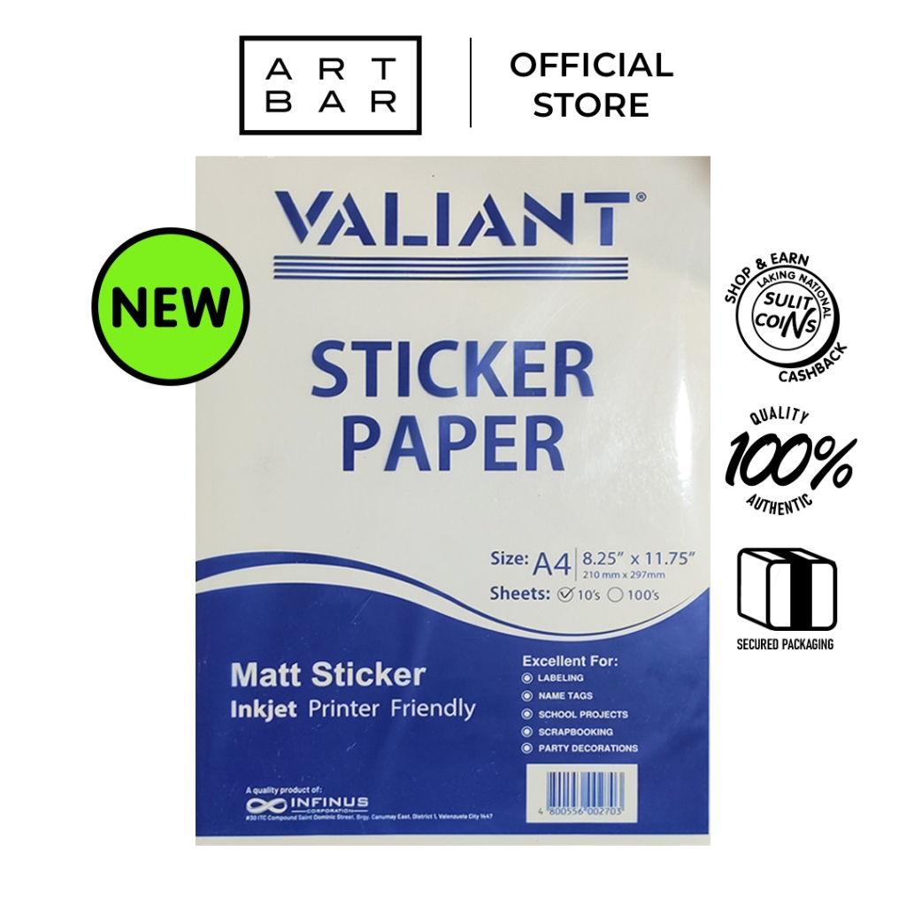 Valiant Sticker Paper A4 10s Matte - Art Bar | Shopee Philippines