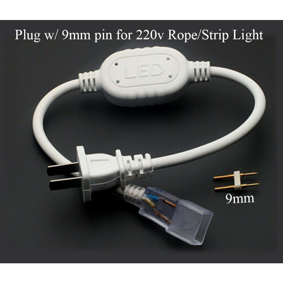 AC Plug for 220v Rope Light / Strip Light 9mm ( Waterproof ) and Neon ...
