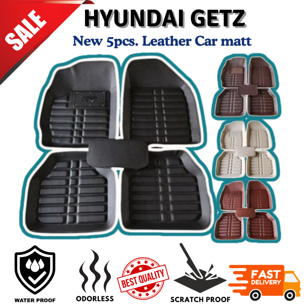 HYUNDAI GETZ 5pcs Car matting LEATHER carpet semi deep dish matt ...